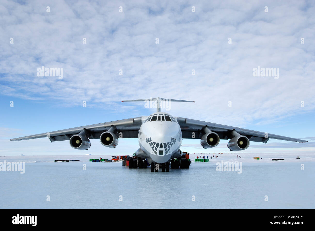 ilyushin 76 Antarctic ice runway at Patriot Hills camp near Ellsworth ...