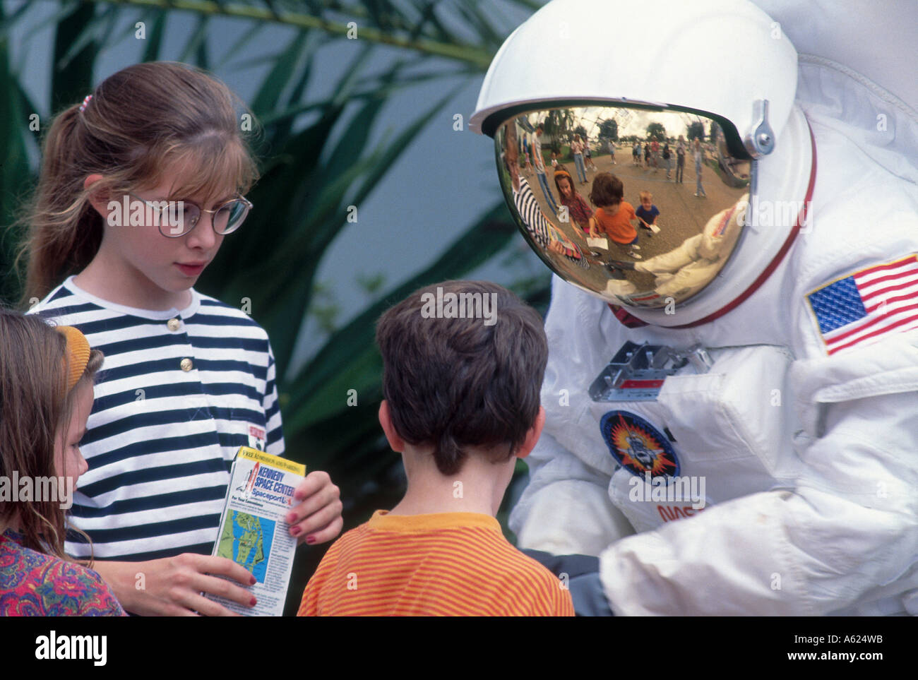 Astronaut meeting with children at space center, NASA Kennedy Space ...