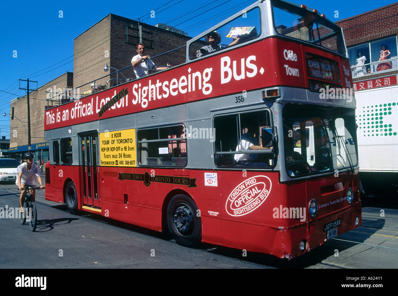 Tourist bus on road, Toronto, Ontario, Canada Stock Photo - Alamy