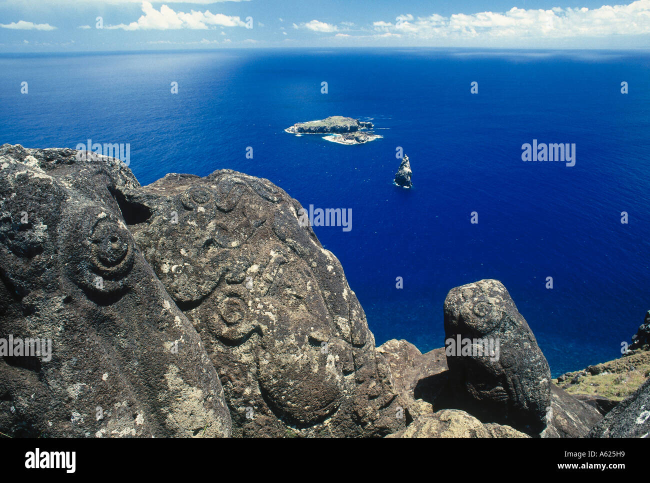 Petroglyphs on rocks, Orongo, Easter Island, Valparaiso Region, Chile ...