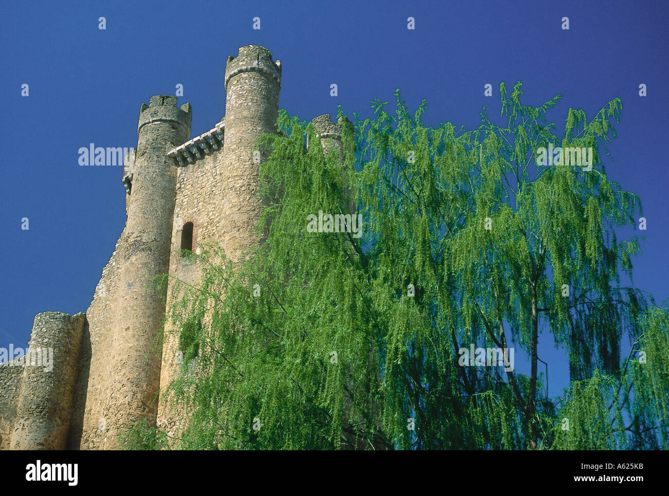 Low angle view of castle, Templar Castle, Valencia De Don Juan, Leon ...