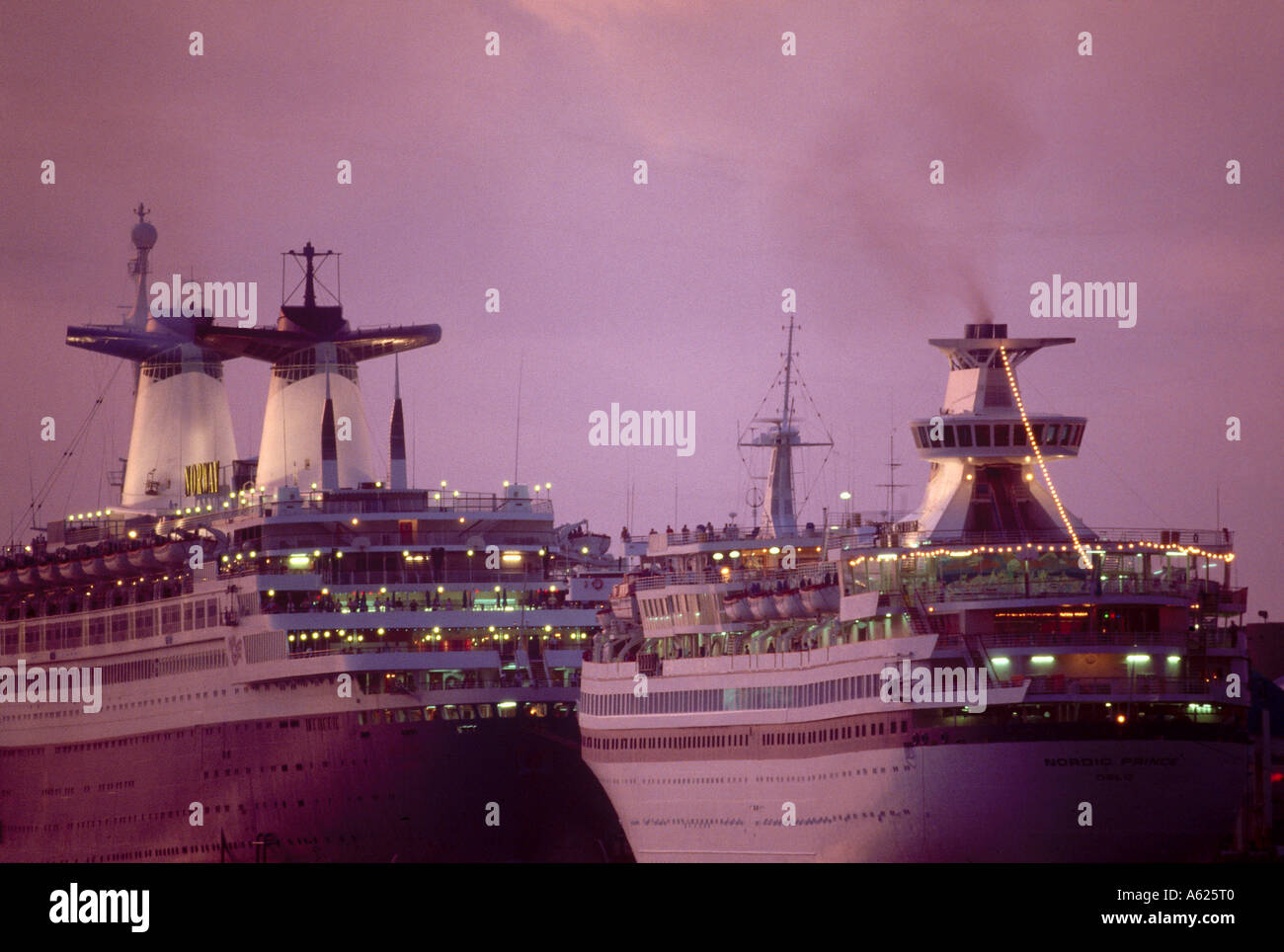 Cruise ships at sunrise, Port of Miami, Miami, Florida, USA Stock Photo ...