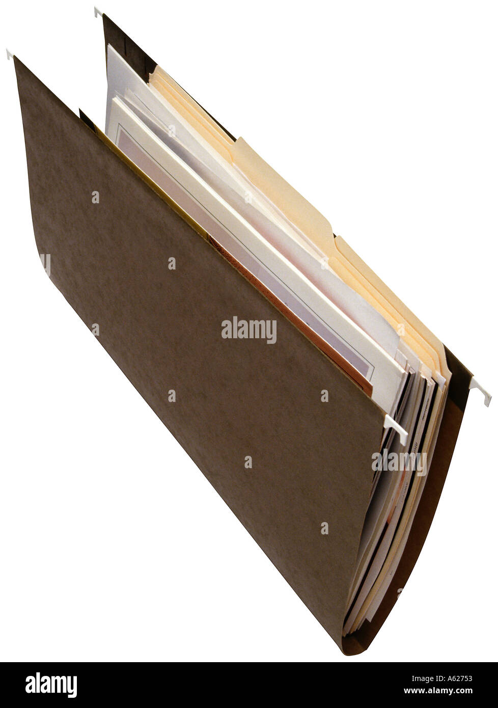 Hanging file folder with documents Stock Photo - Alamy