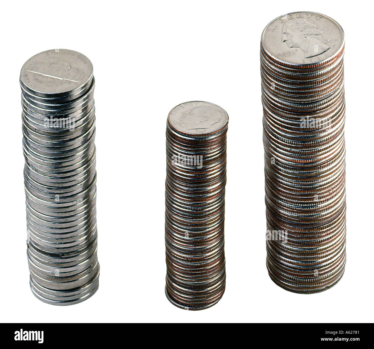 Three stacks of coins Stock Photo - Alamy