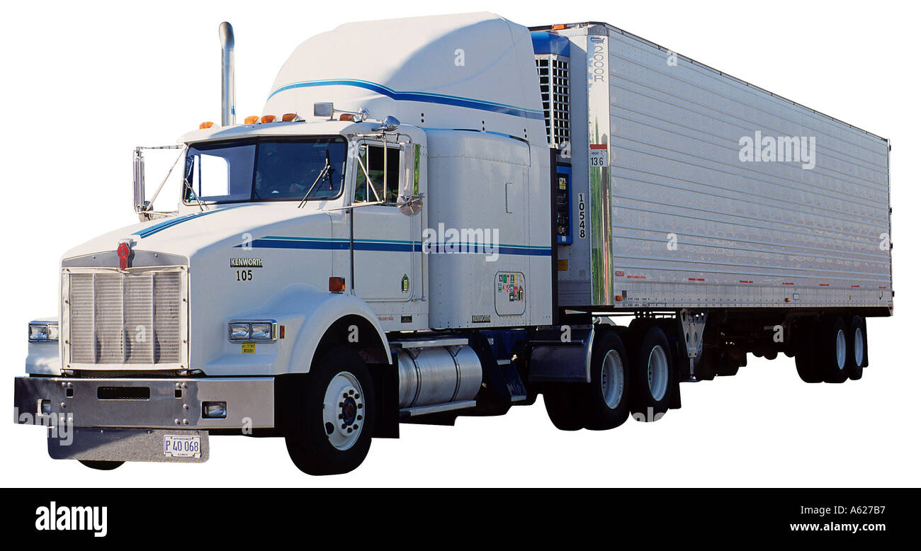 Semi tractor trailer parked Stock Photo - Alamy