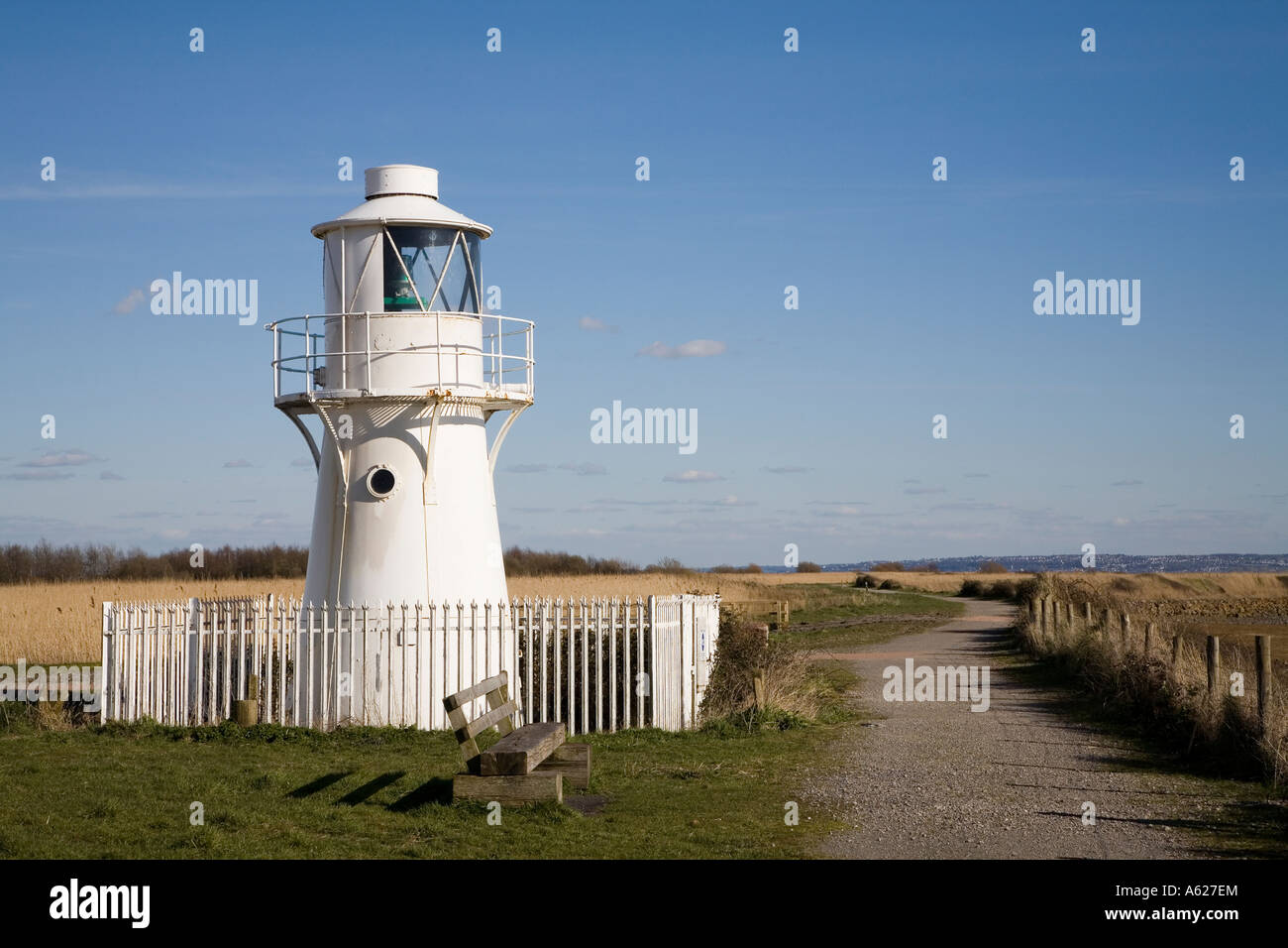 East Usk Lighthouse at mouth of River Usk at Newport Wetlands Newport ...