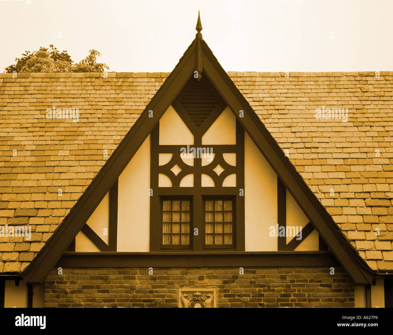 View of Tudor gable end Stock Photo - Alamy