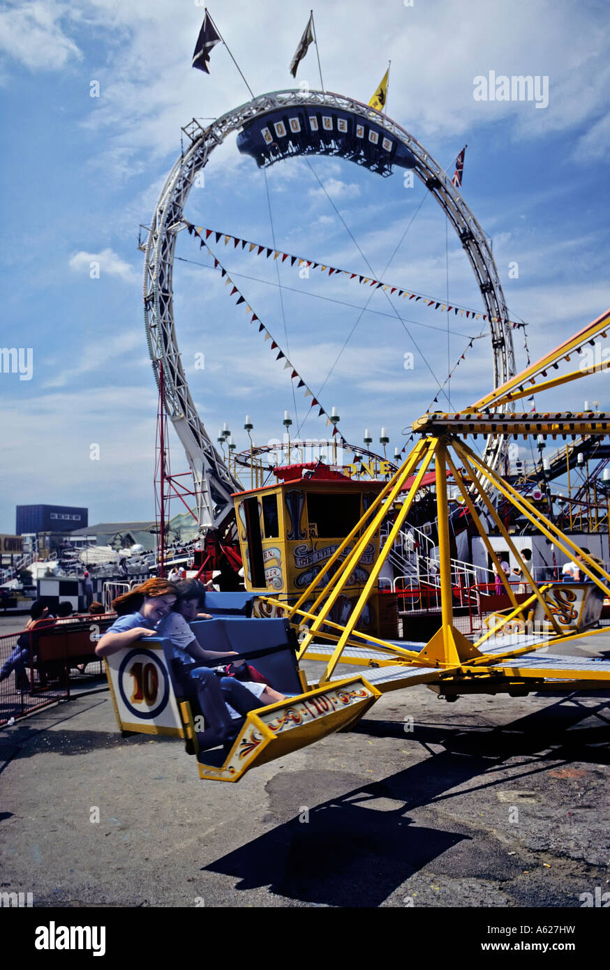 Girls on twister funfair ride Porthcawl Wales UK Stock Photo - Alamy