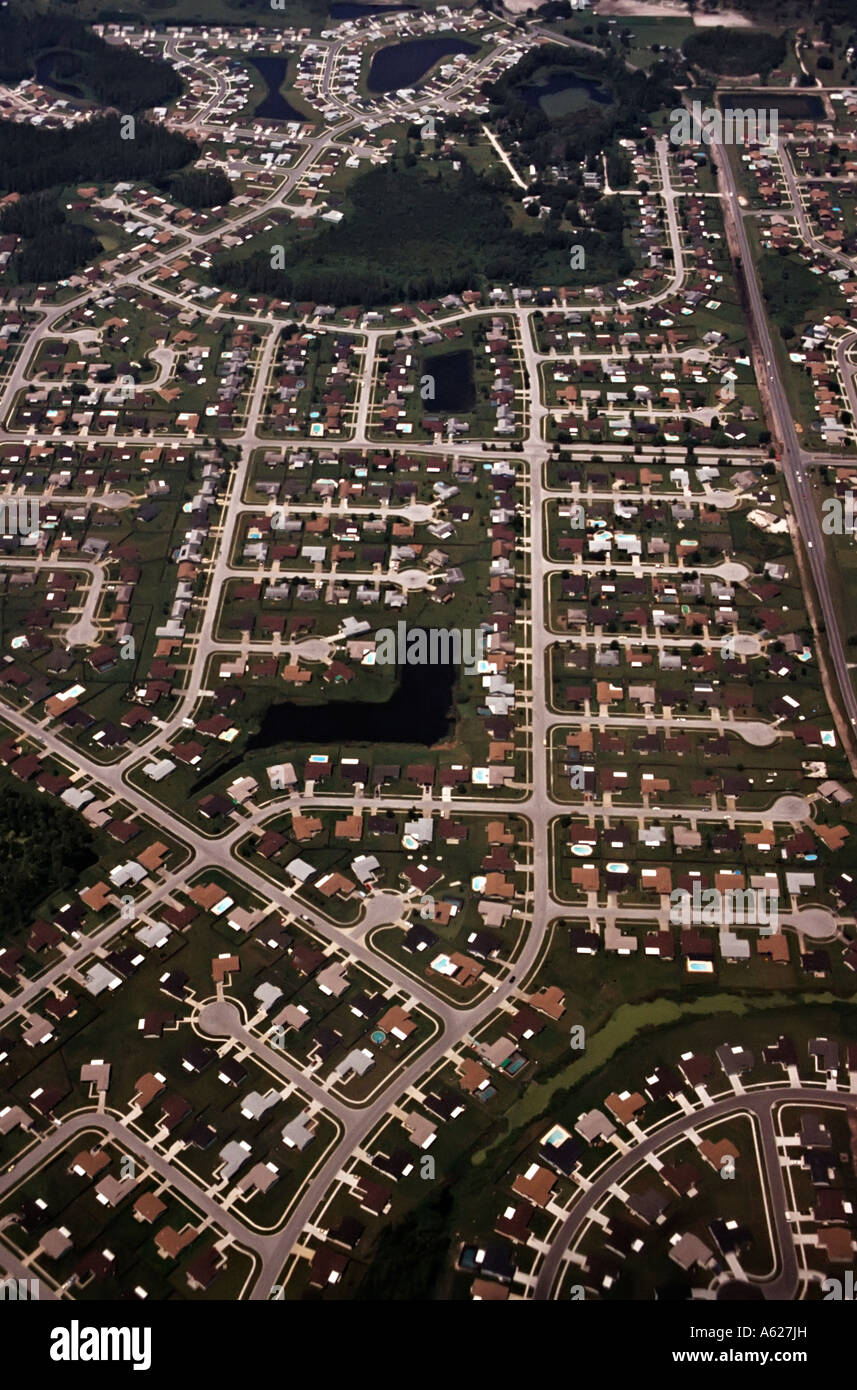 Aerial view of residential streets and houses Tampa Florida USA Stock ...