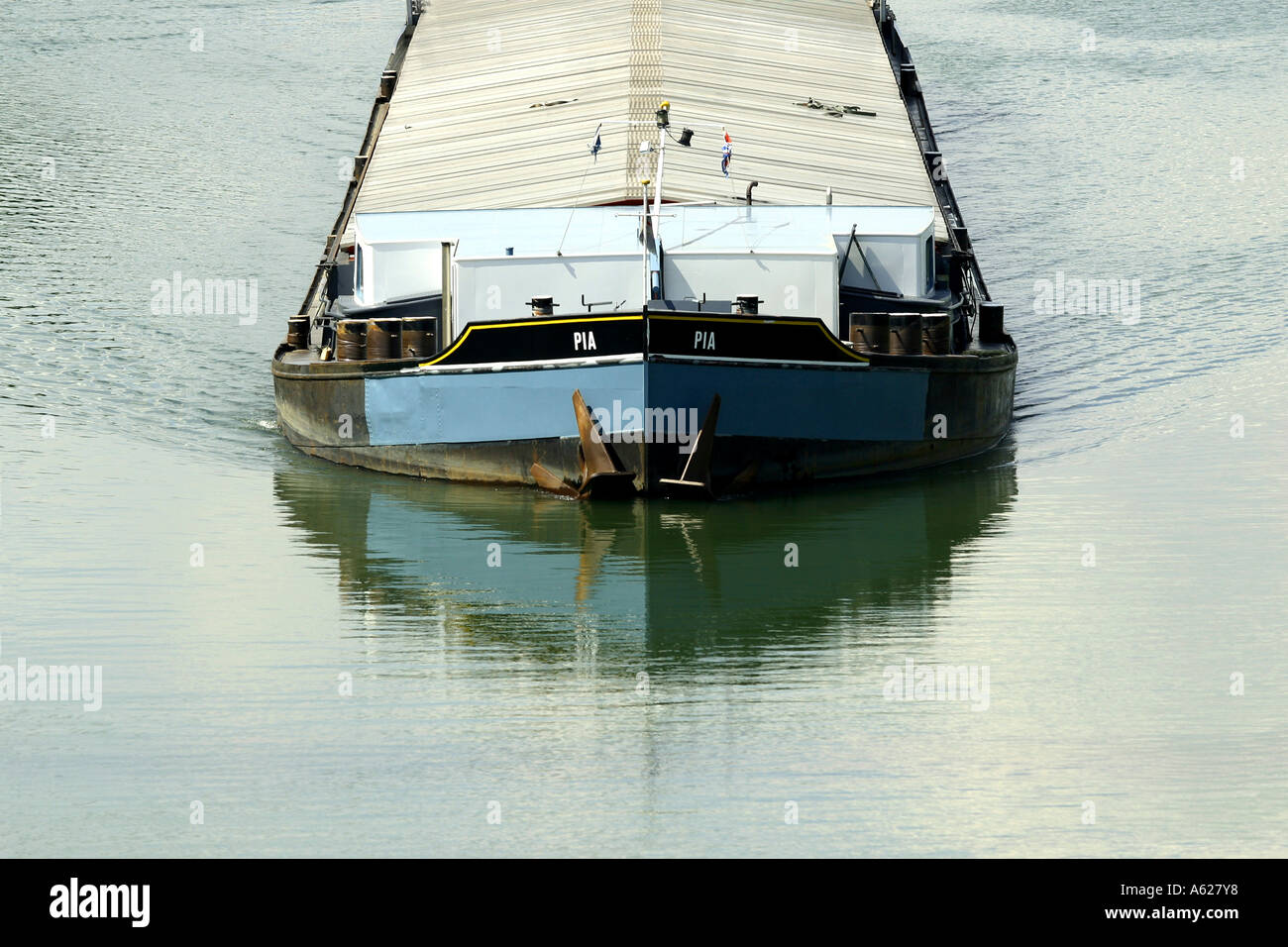Barges in river Stock Photo - Alamy