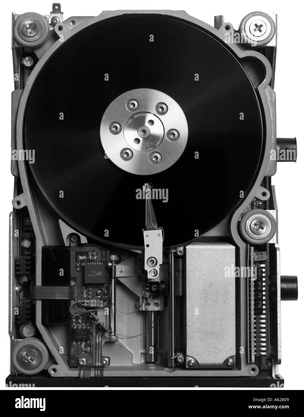 View of inside of computer hard drive Stock Photo - Alamy