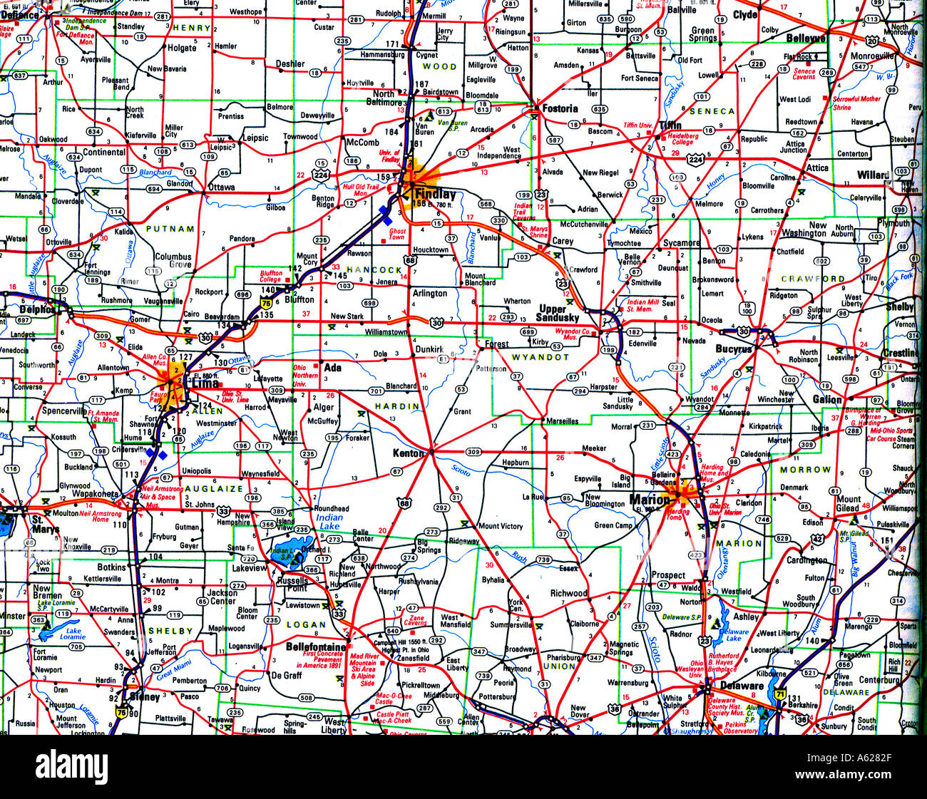 Colorful US map section Stock Photo - Alamy