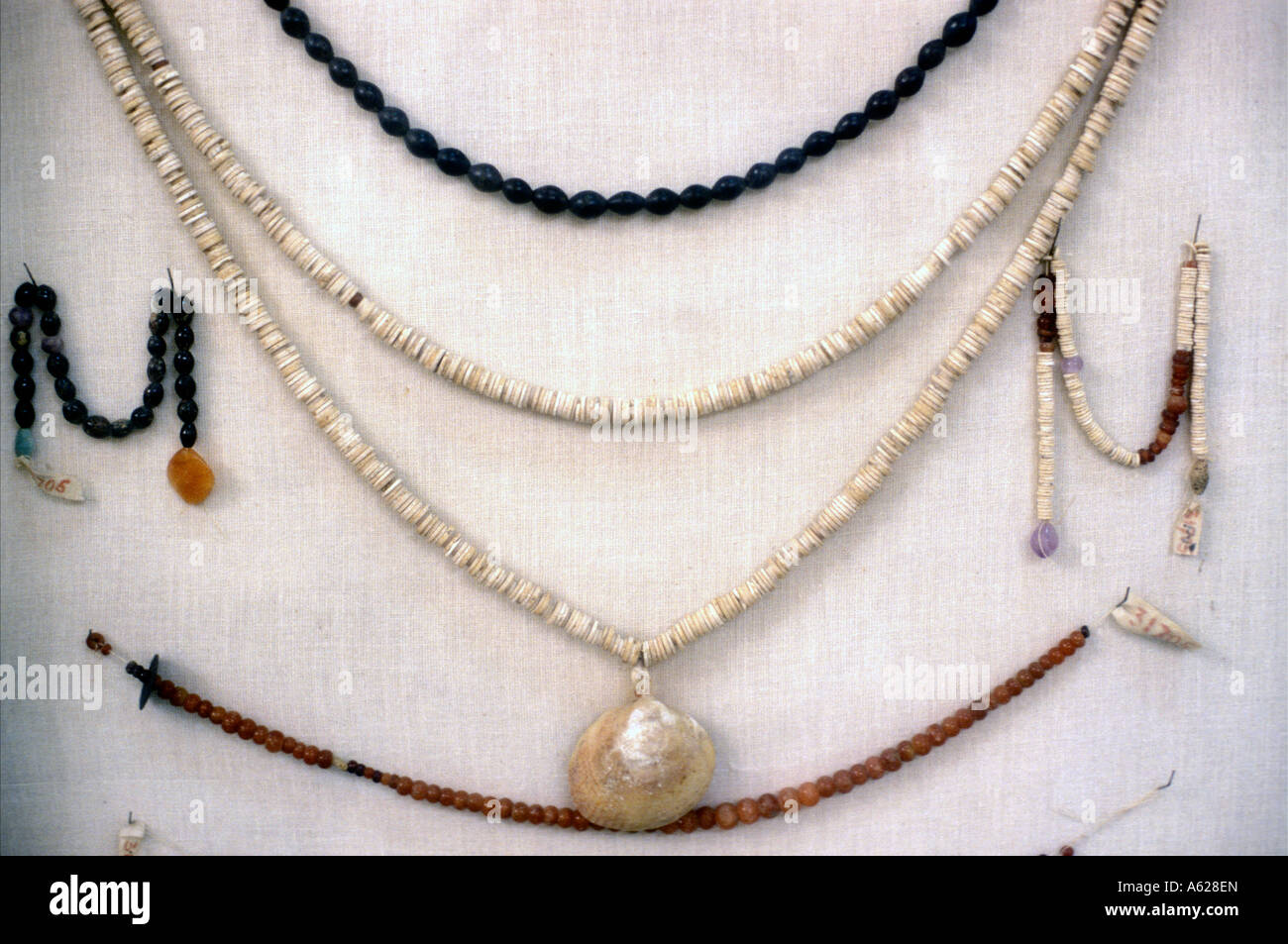Bead and ostrich shell necklaces from the tomb of Tutankhamen Egyptian ...