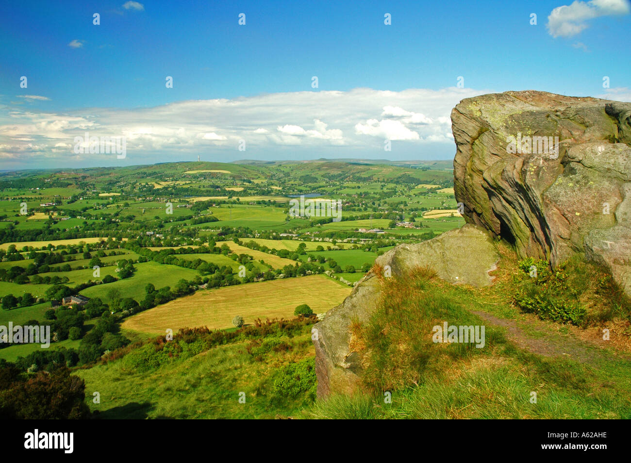 View Of The Cheshire Plains Towards Bosley Reservoir From Cloudside Nr ...