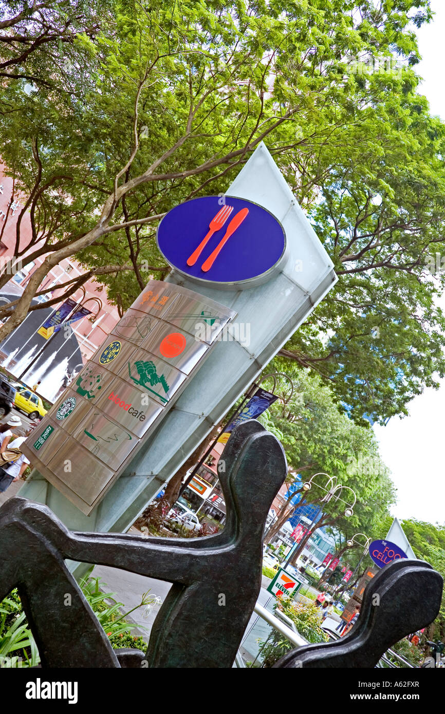 Sign for food court in the basement of one of the many shopping malls ...
