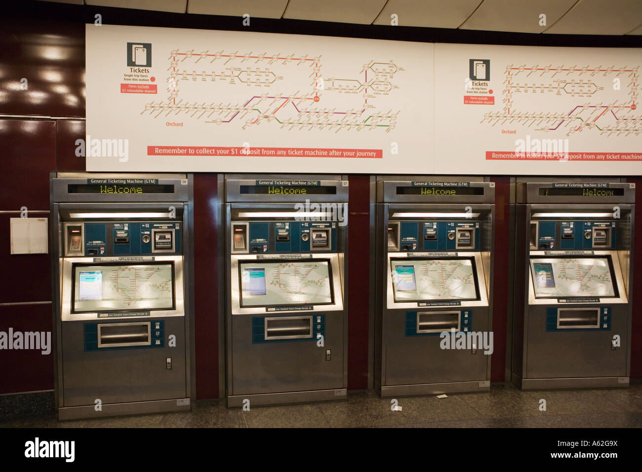 Ticket machines for the MRT in Singapore Stock Photo - Alamy