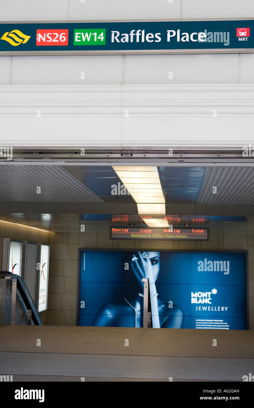 Entrance to Raffles Place MRT station, Singapore Stock Photo - Alamy