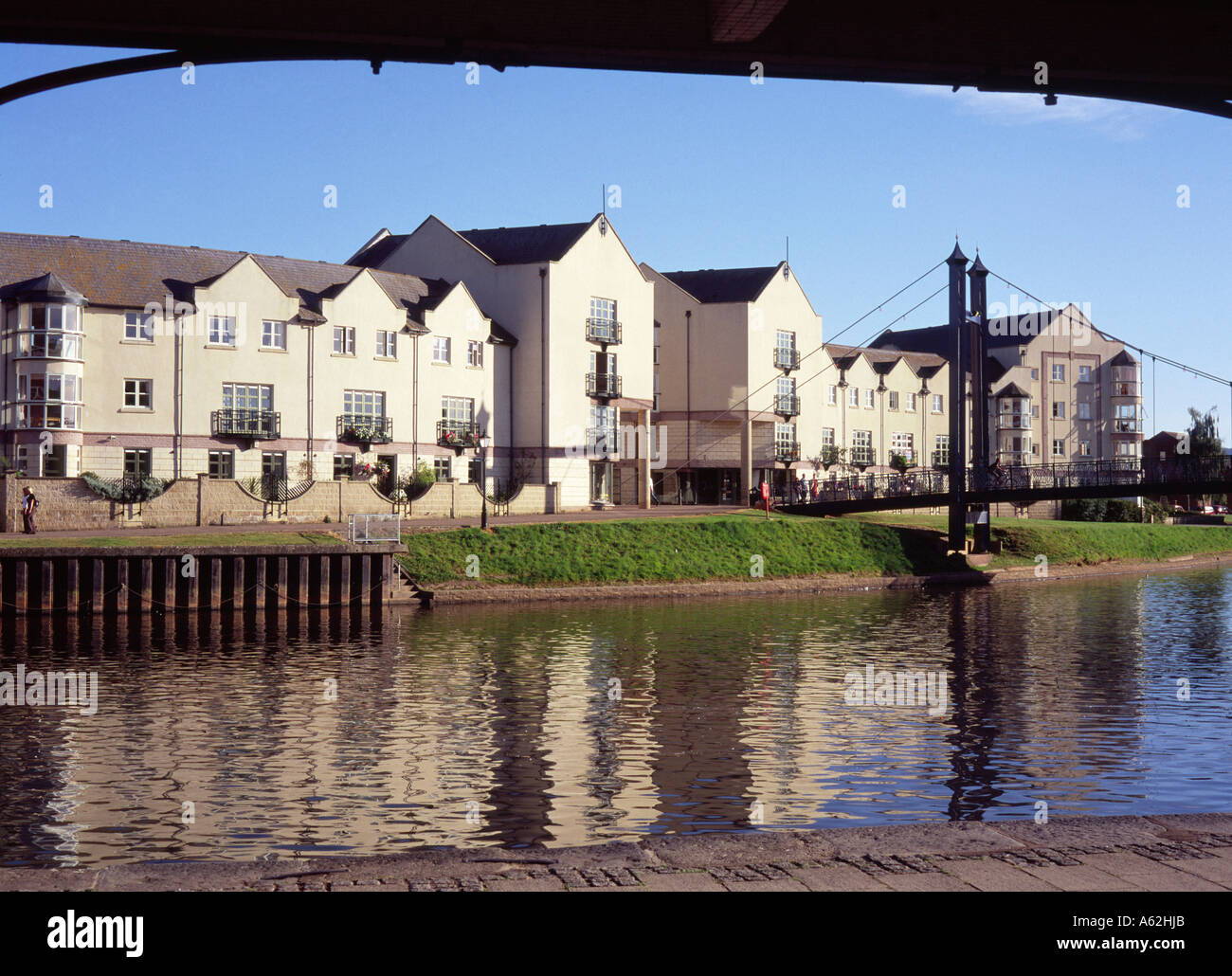 Houses along river, Devon, France, Europe Stock Photo - Alamy