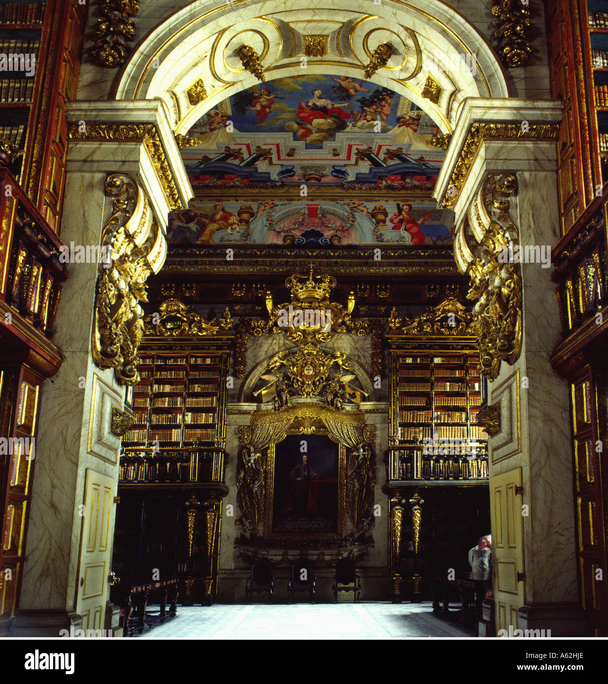 Interiors of library, Coimbra, Portugal, Europe Stock Photo - Alamy