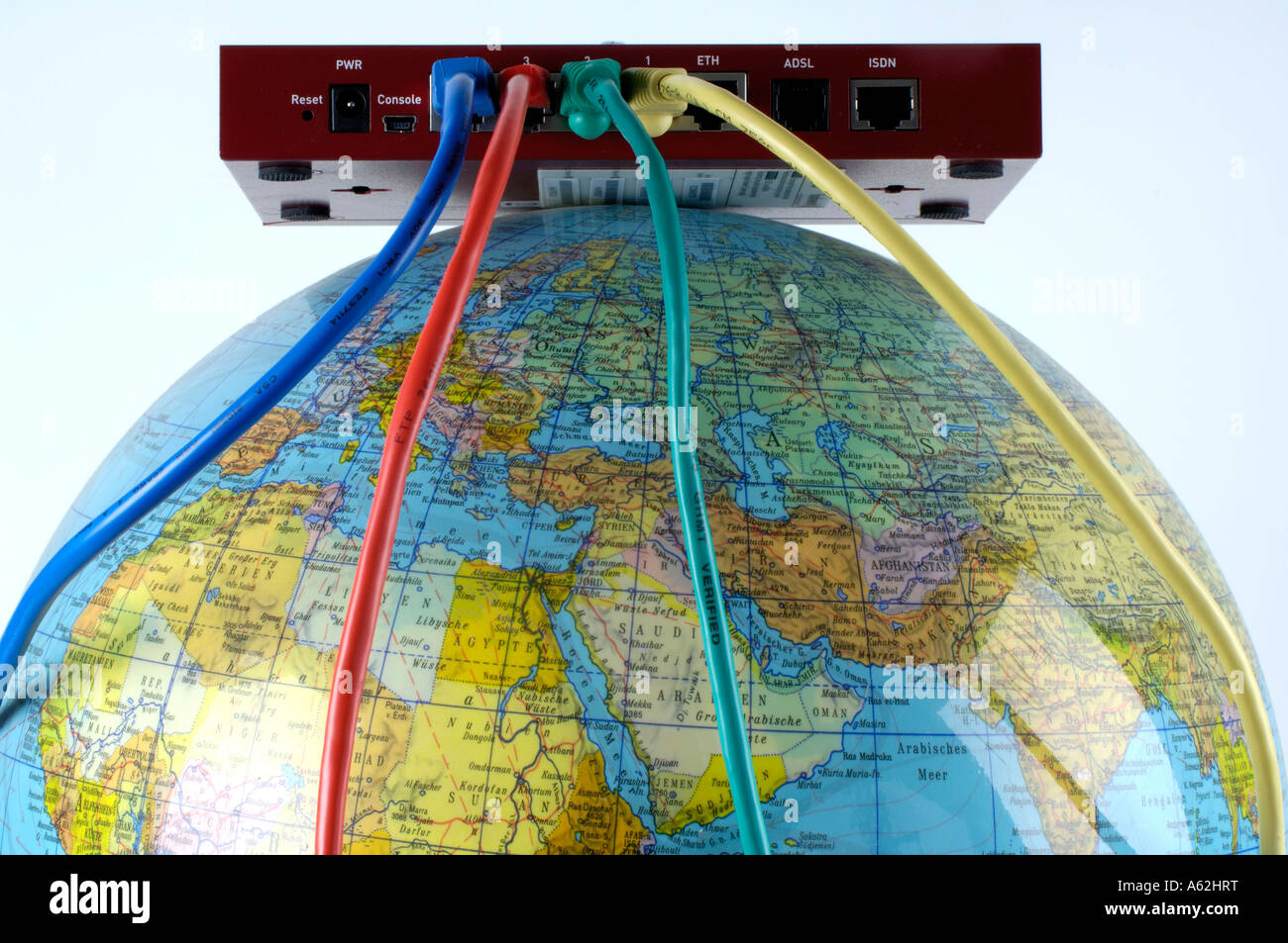 Router on globe Stock Photo - Alamy