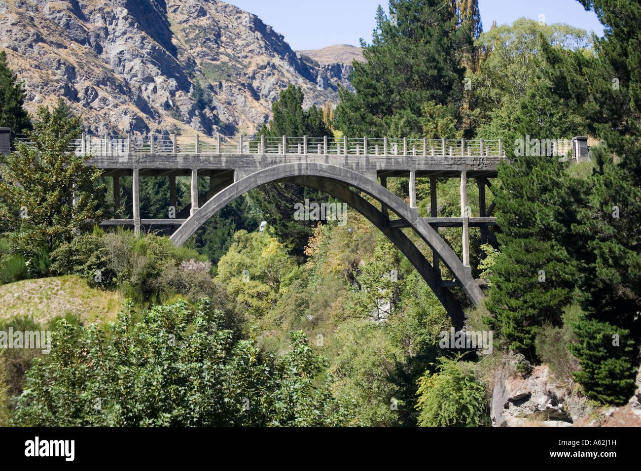 Shotover bridge near jet boat site Queenstown South Island New Zealand ...