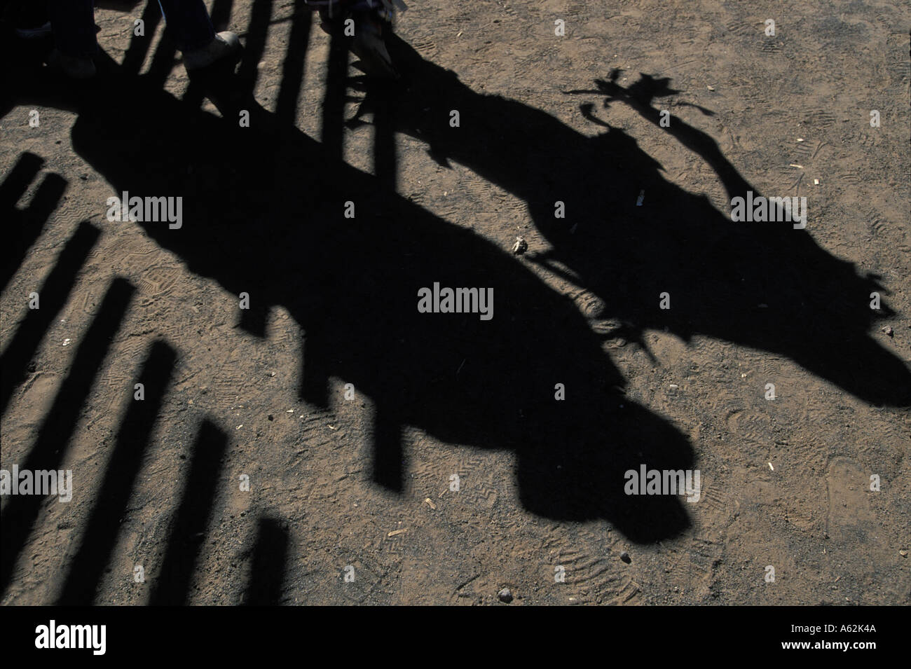 Arizona White Mountain Apache Indian Reservation Shadow cast by man ...