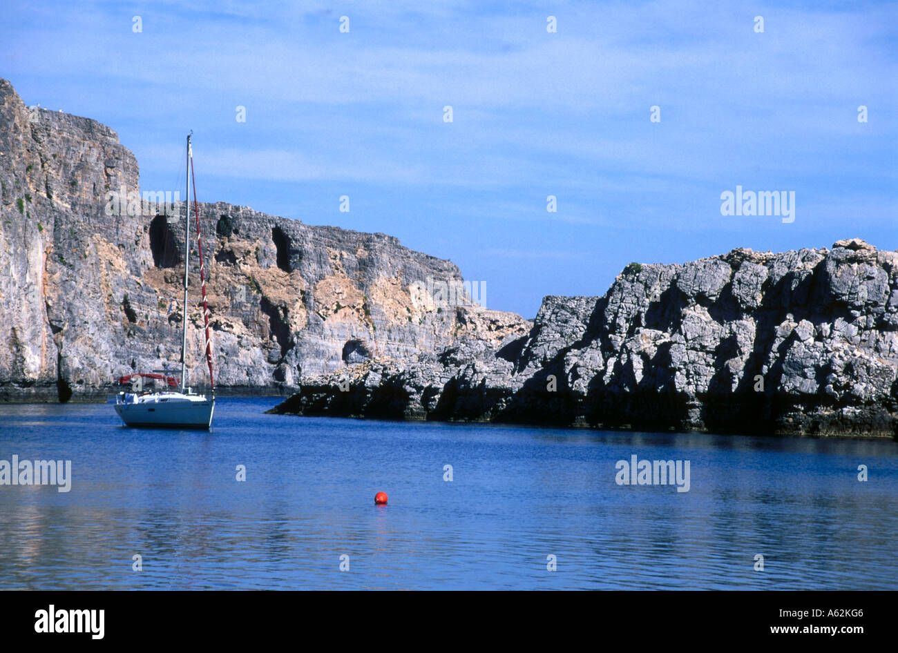 Boat in bay, Lidos Beach, Rhodes, Greece Stock Photo - Alamy