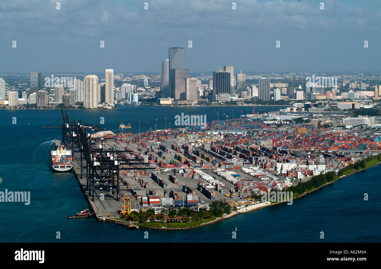 Miami shipping port port of ports container ships Florida Lummus Island ...