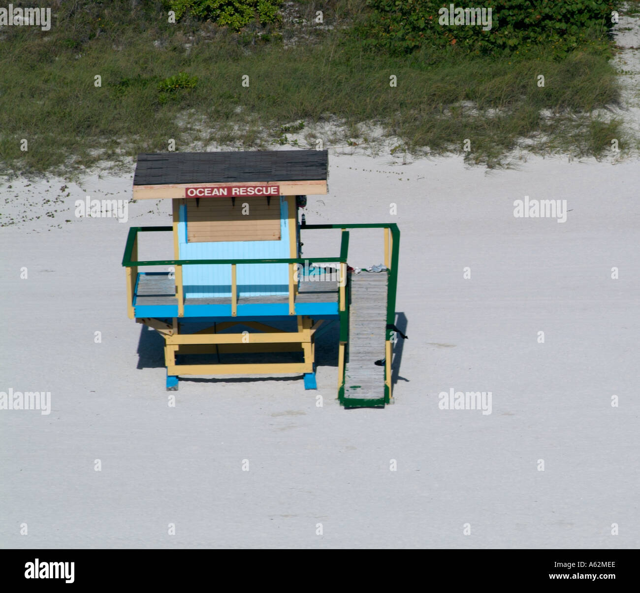 Beach Lifeguard hut Miami Florida beaches stand coastal lookout Stock ...