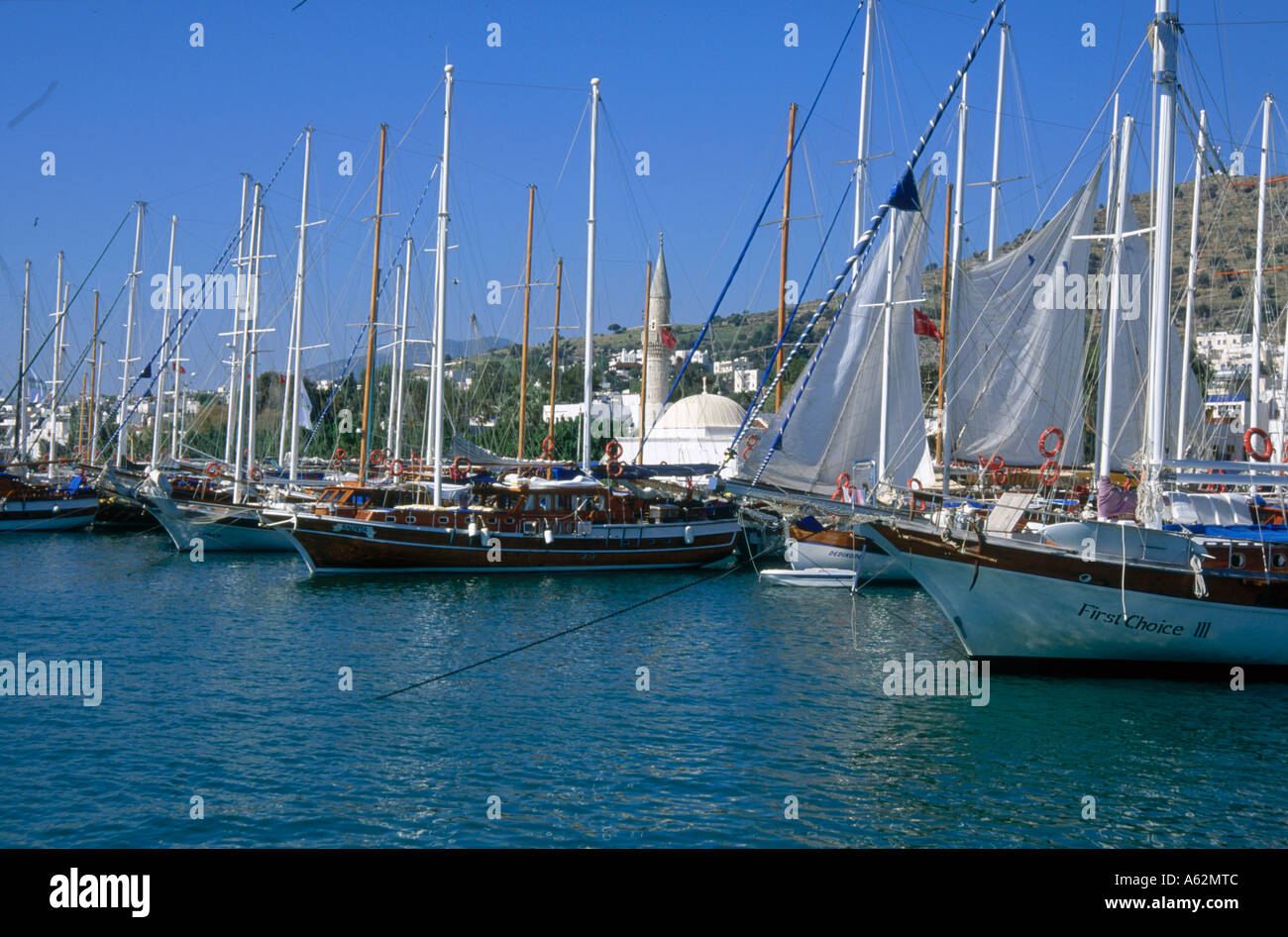 Sailboats docked at harbor, Bodrum, Turkey, Europe Stock Photo - Alamy