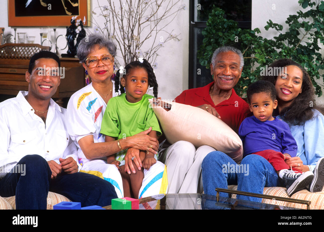 Black african american family portrait of three generations together ...