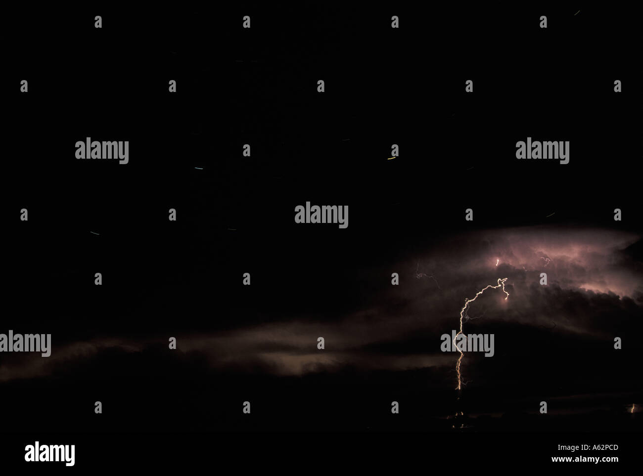 Australia Western Australia Summer lightning storm lights night sky ...