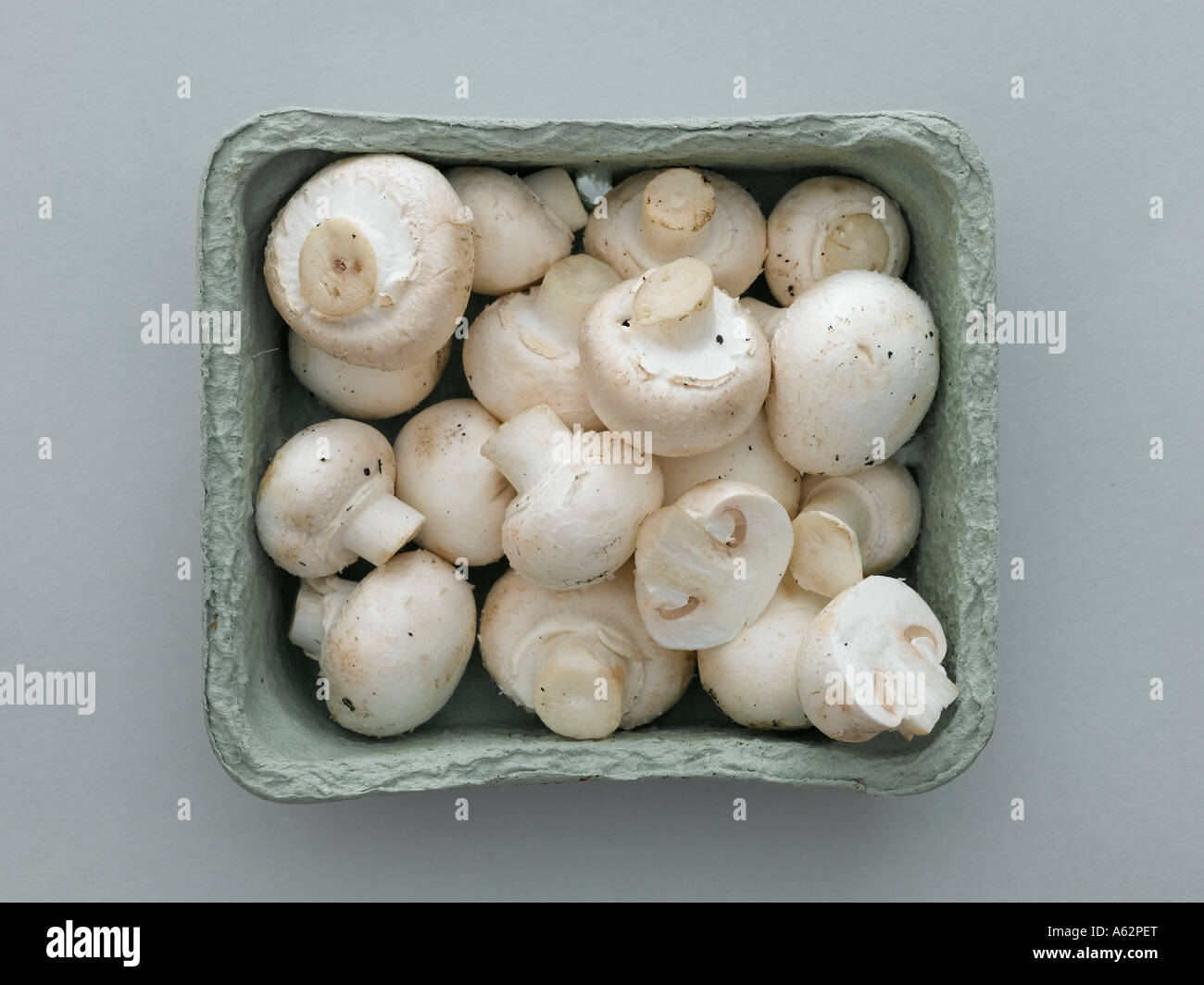 Button mushrooms in biodegradable box Stock Photo - Alamy