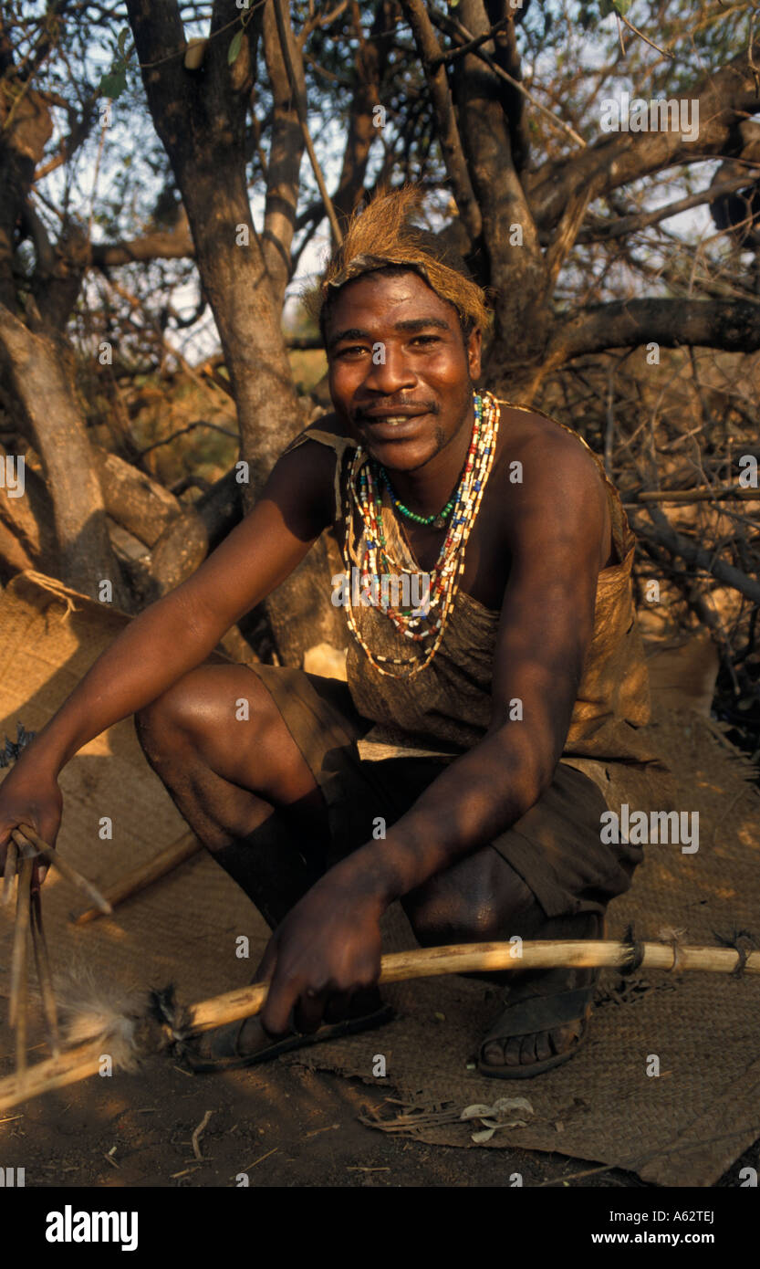 Hadza man Lake Eyasi Tanzania Small tribe of hunter gatherers Stock ...