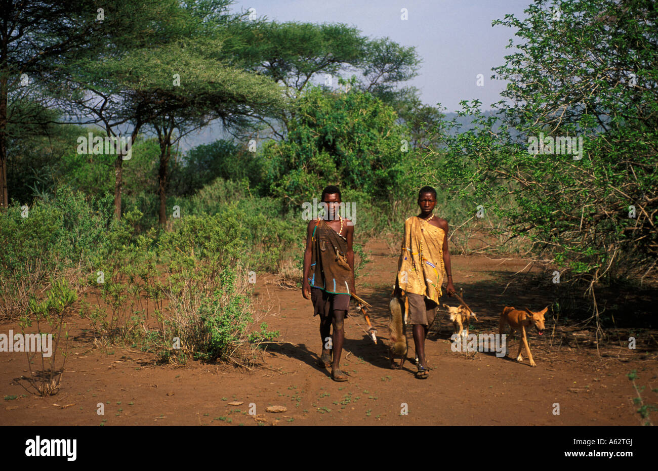 Hadza hunters with monkey Lake Eyasi Tanzania Small tribe of hunter ...