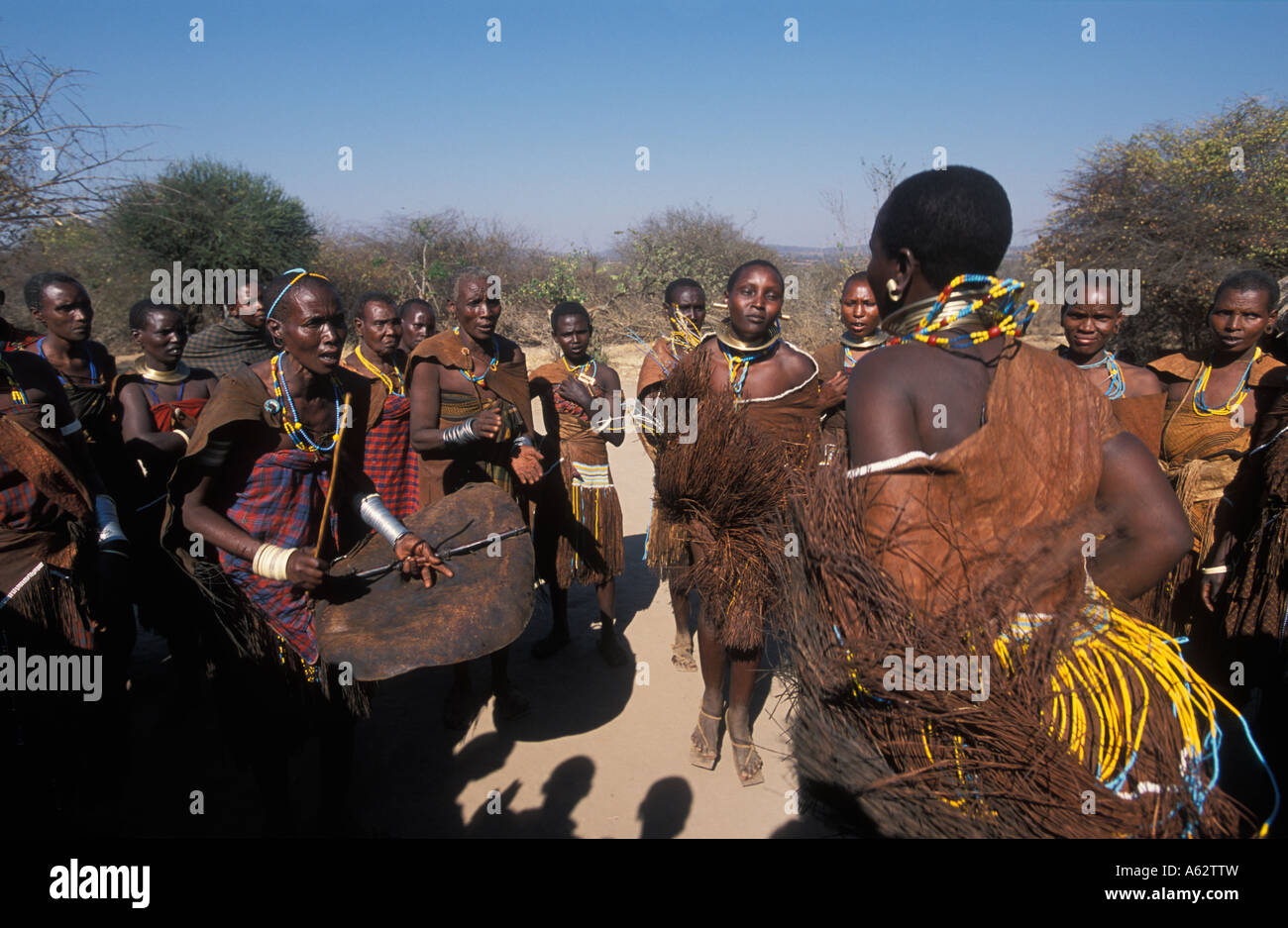 Barabaig women dancing at a wedding celebration Central Rift Valley ...
