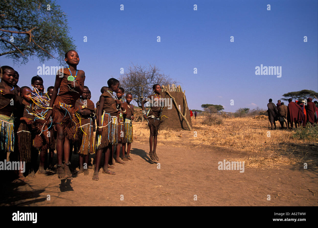 Barabaig girls dancing at a funeral Central Rift Valley Hanang area ...