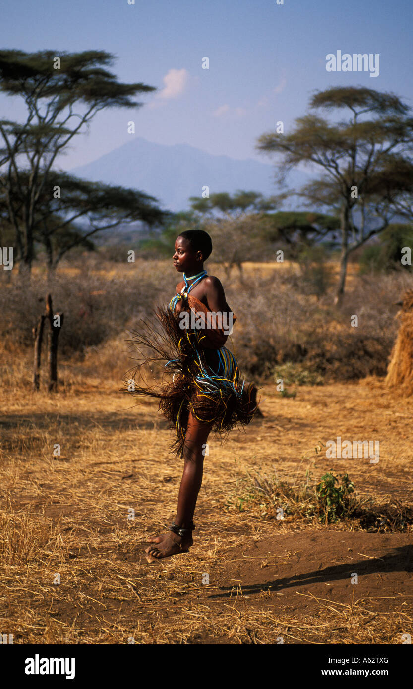 Barabaig girl dancing at a funeral Central Rift Valley Hanang area ...