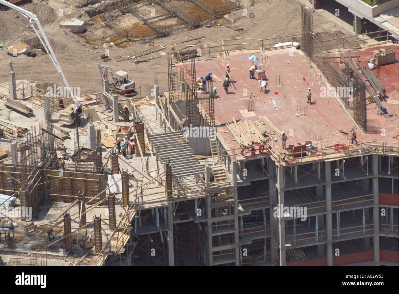 building construction workers working rebar concrete workers at job ...
