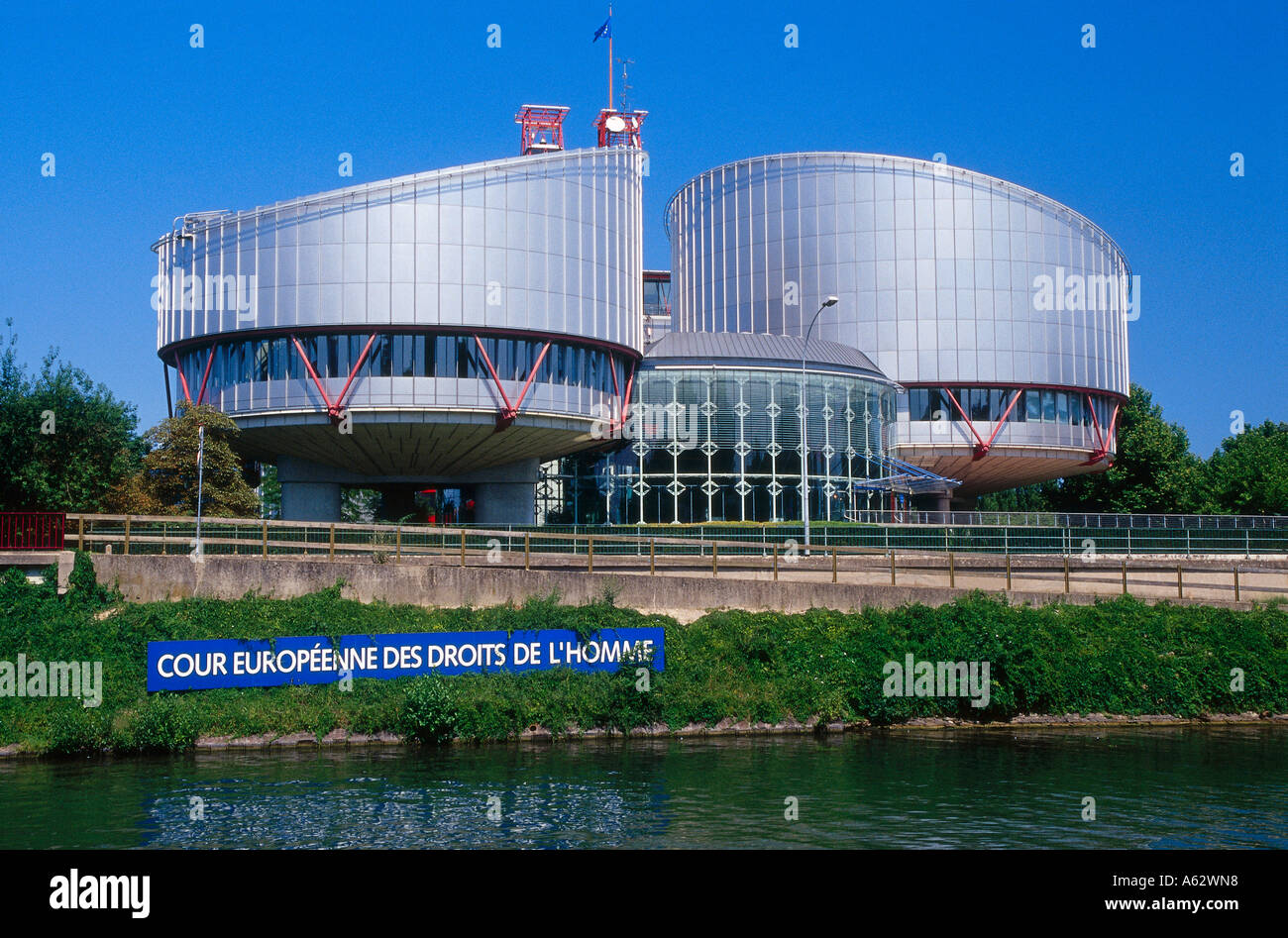 Parliament building at waterfront, Louise Weiss Building, Strasbourg ...