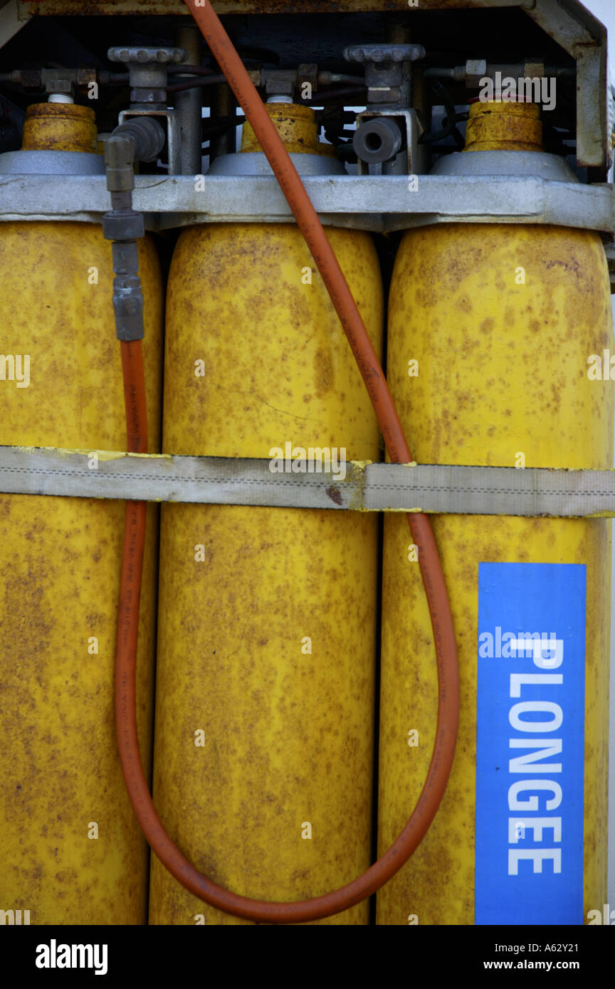 Diving compressor buffer bottles Stock Photo - Alamy
