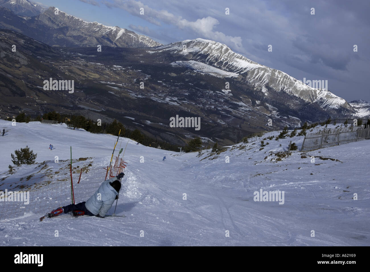 A children after a fall at ski Stock Photo - Alamy