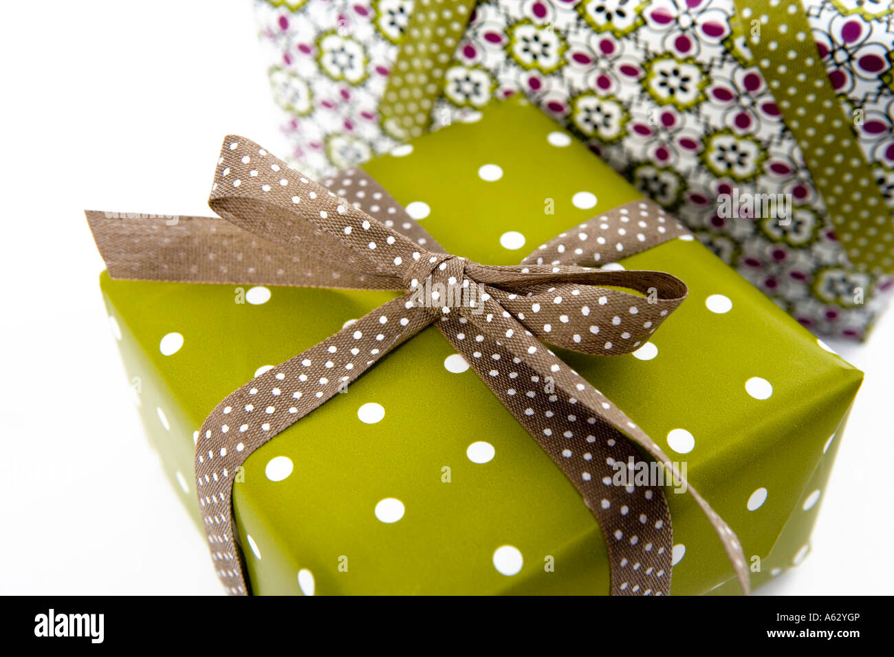 Close crop of gift wrapped parcels Stock Photo - Alamy