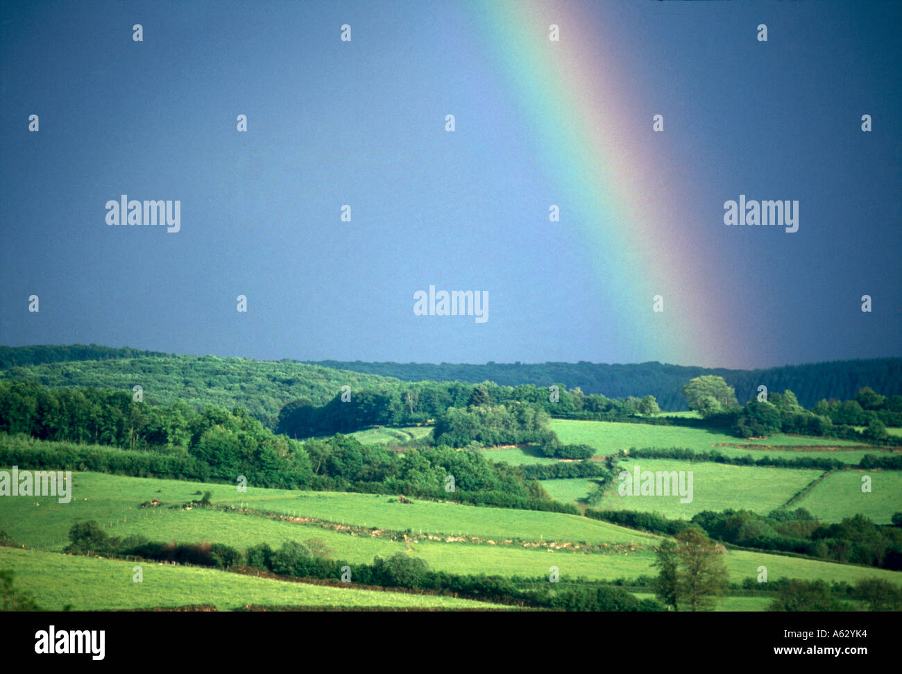 Rainbow over landscape, Morvan, Burgundy, France Stock Photo - Alamy