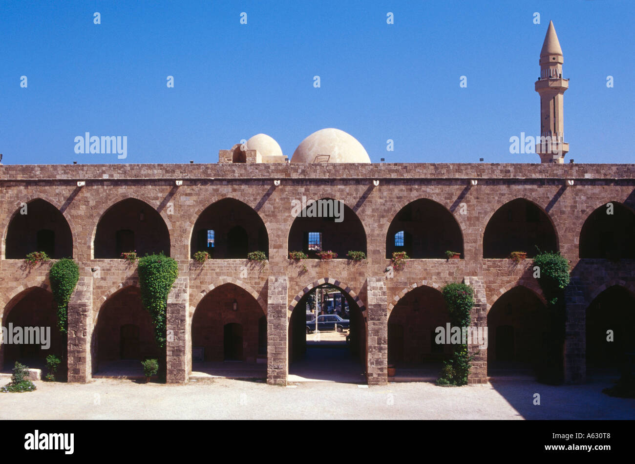 Arcades of historical building, Khan El Franj, Sidon, South Governorate ...