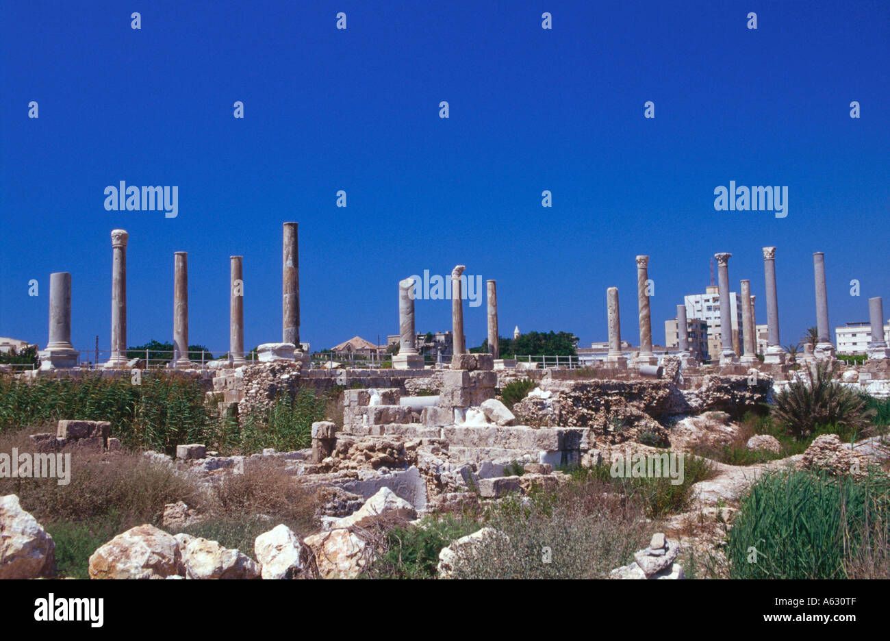 Ruins of ancient building, Al Mina excavation site, Tyre, South ...