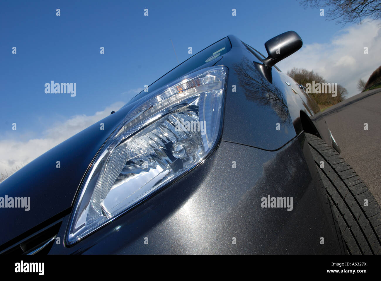 Front low view of hybrid car Stock Photo - Alamy