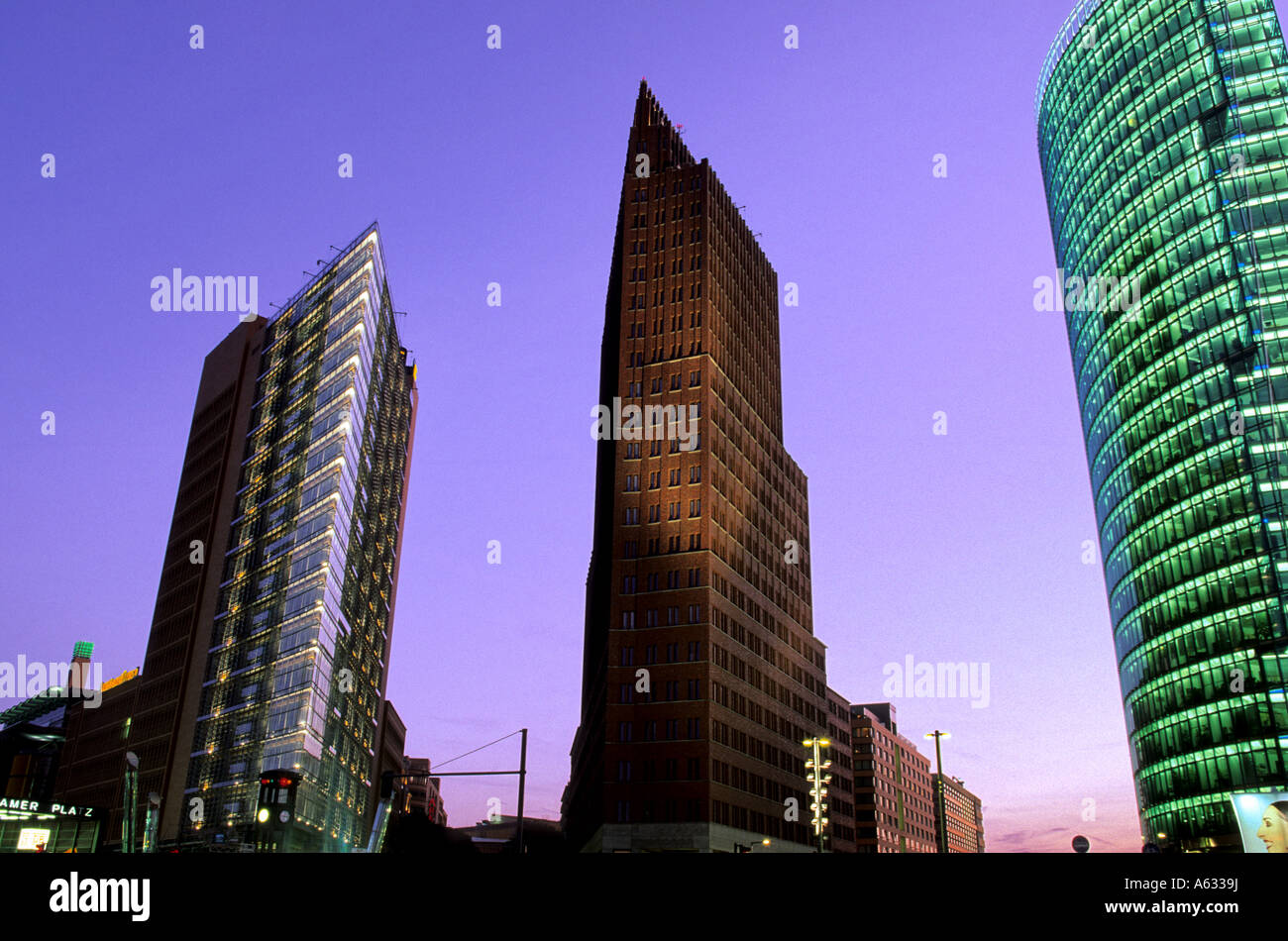Modern skyscrapers on Potsdamer Platz former site of part of the Berlin ...