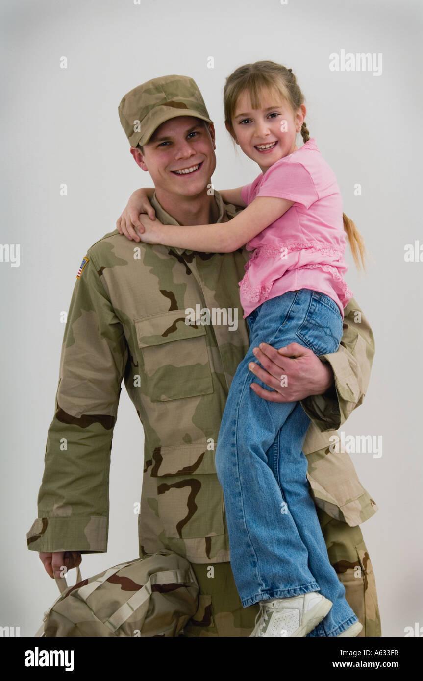 Military father returning from war Stock Photo - Alamy