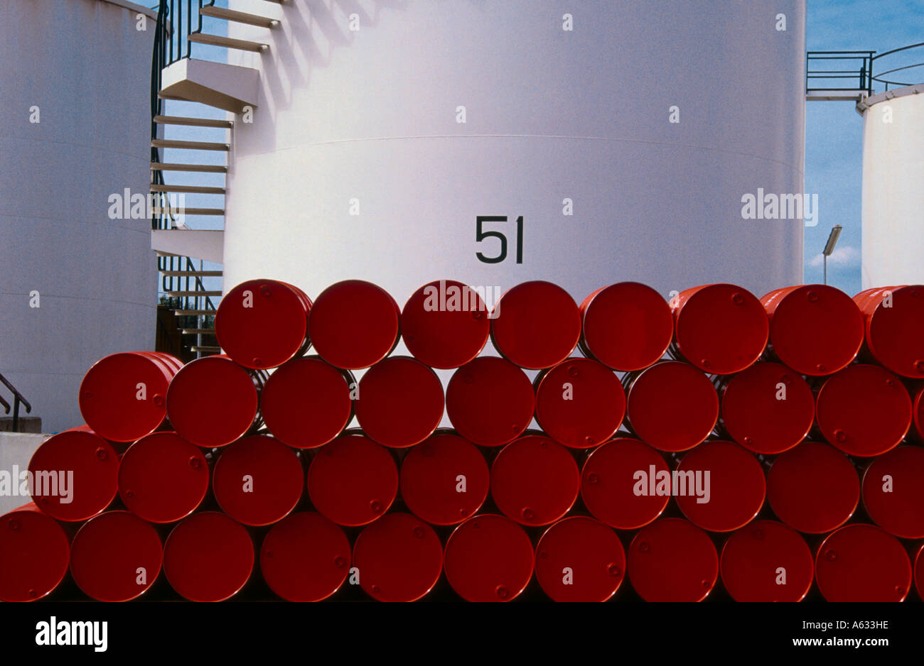 Stacks of oil drums Stock Photo - Alamy